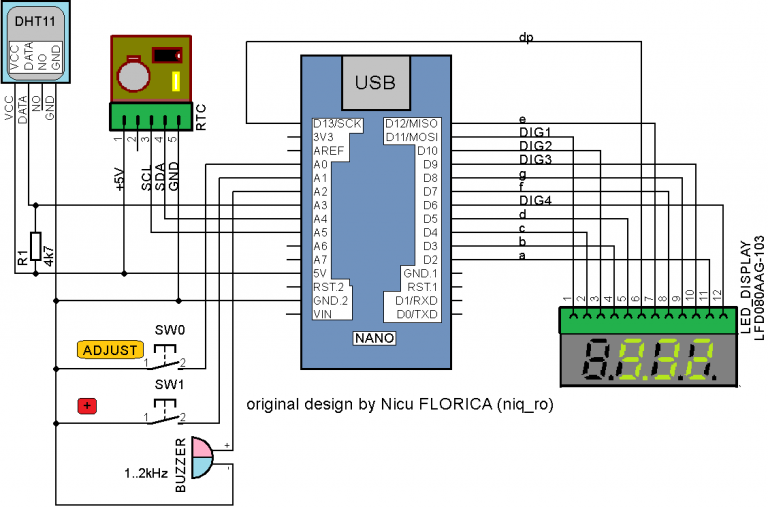 Rtc Clock With Manual Adjust And Alarm Thermometer And Higrometer Using Arduino Arduino Tehniq
